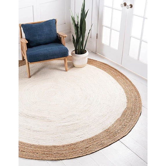 Ripaz Vogue Handmade Natural Jute Rug, Circle Braided for Living Room ...