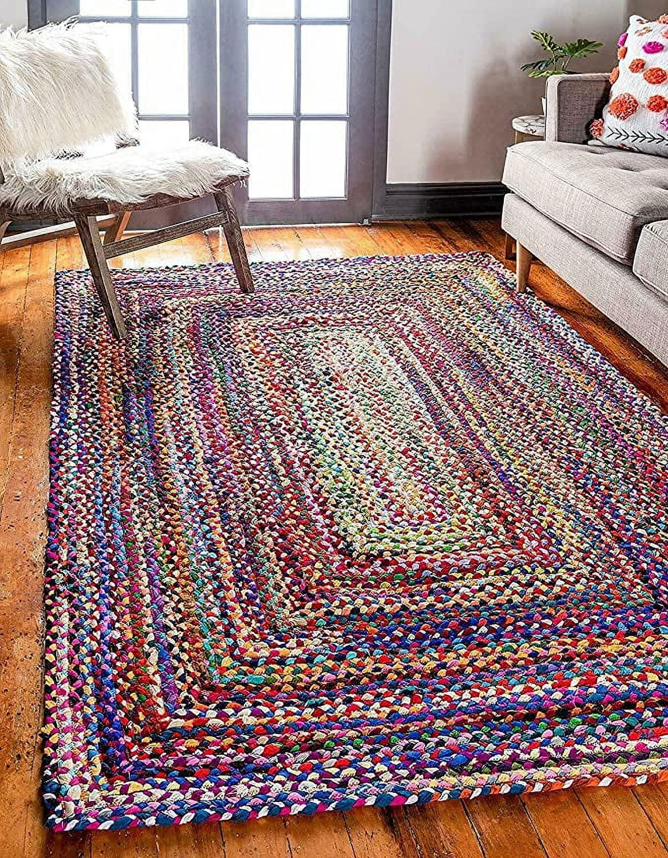 Ripaz Vogue Rug Cotton Chindi Hand Braided Rectangle Runners Area Rug(2 ...