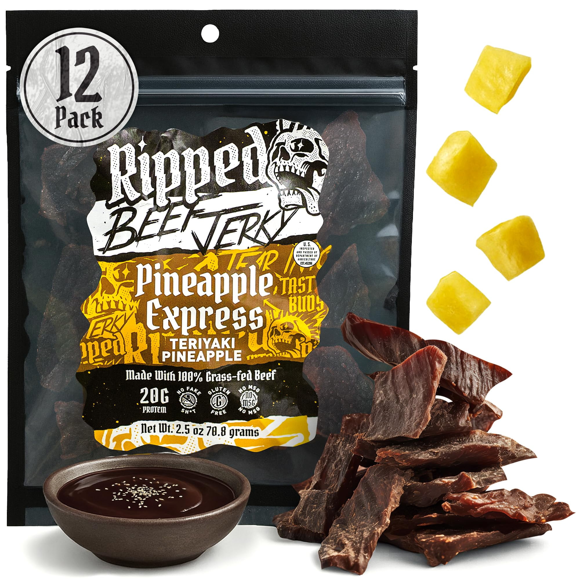 Ripped Beef Jerky - 100% Grass Fed Beef, 20g Protein, Real Ingredients ...