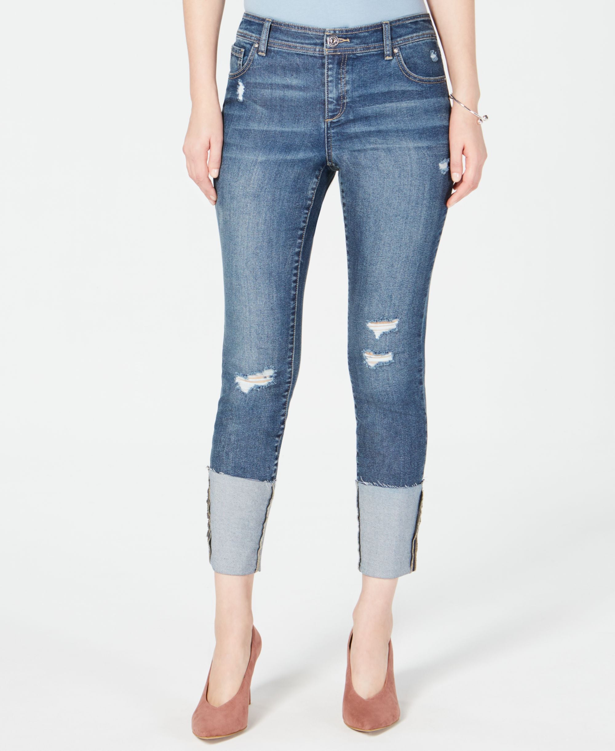 Ripped Cuffed Skinny Jeans Lolita Wash 13 - Walmart.com
