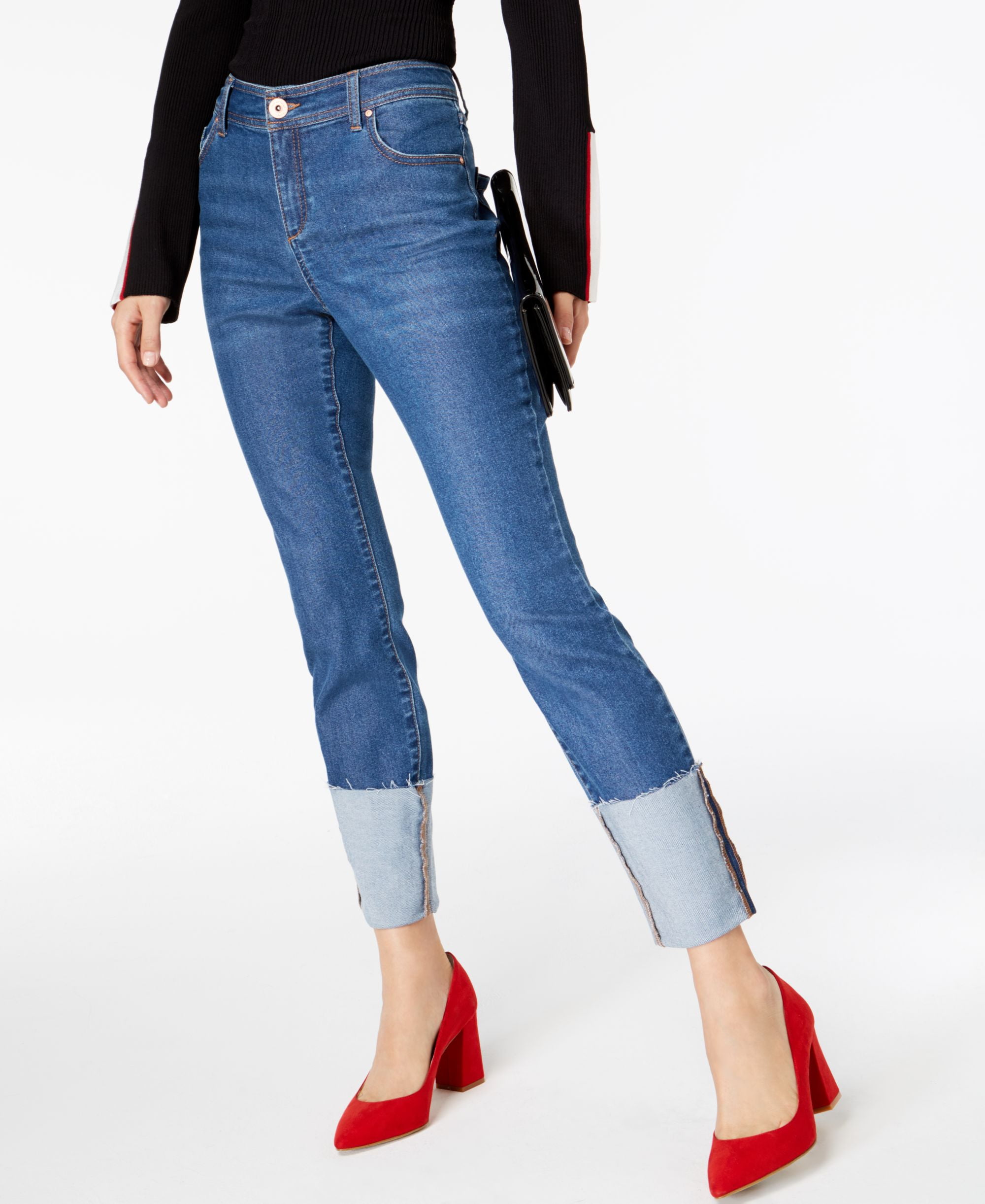 Ripped Cuffed Skinny Jeans Monaco Wash 8 - Walmart.com