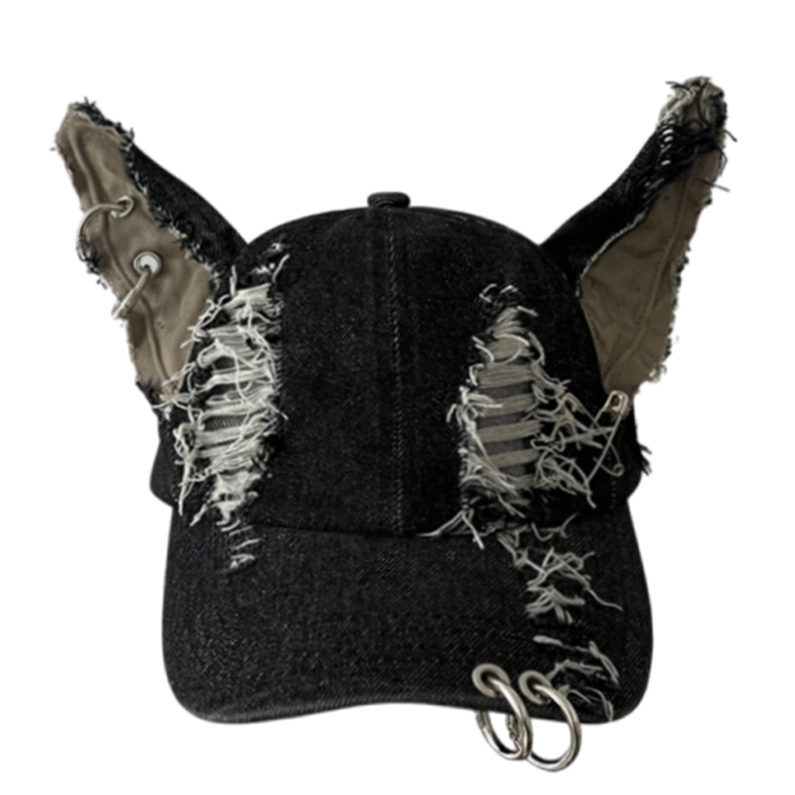 Ripped Fabric Baseball Hat with Dog Ears Sun Caps Outdoor Activity Hat ...