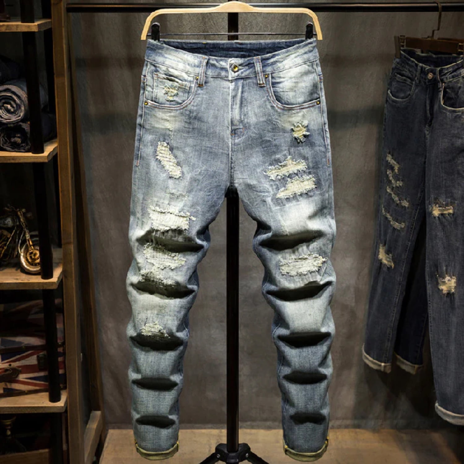 Ripped Jeans For Young Men Korean Style - Walmart.com