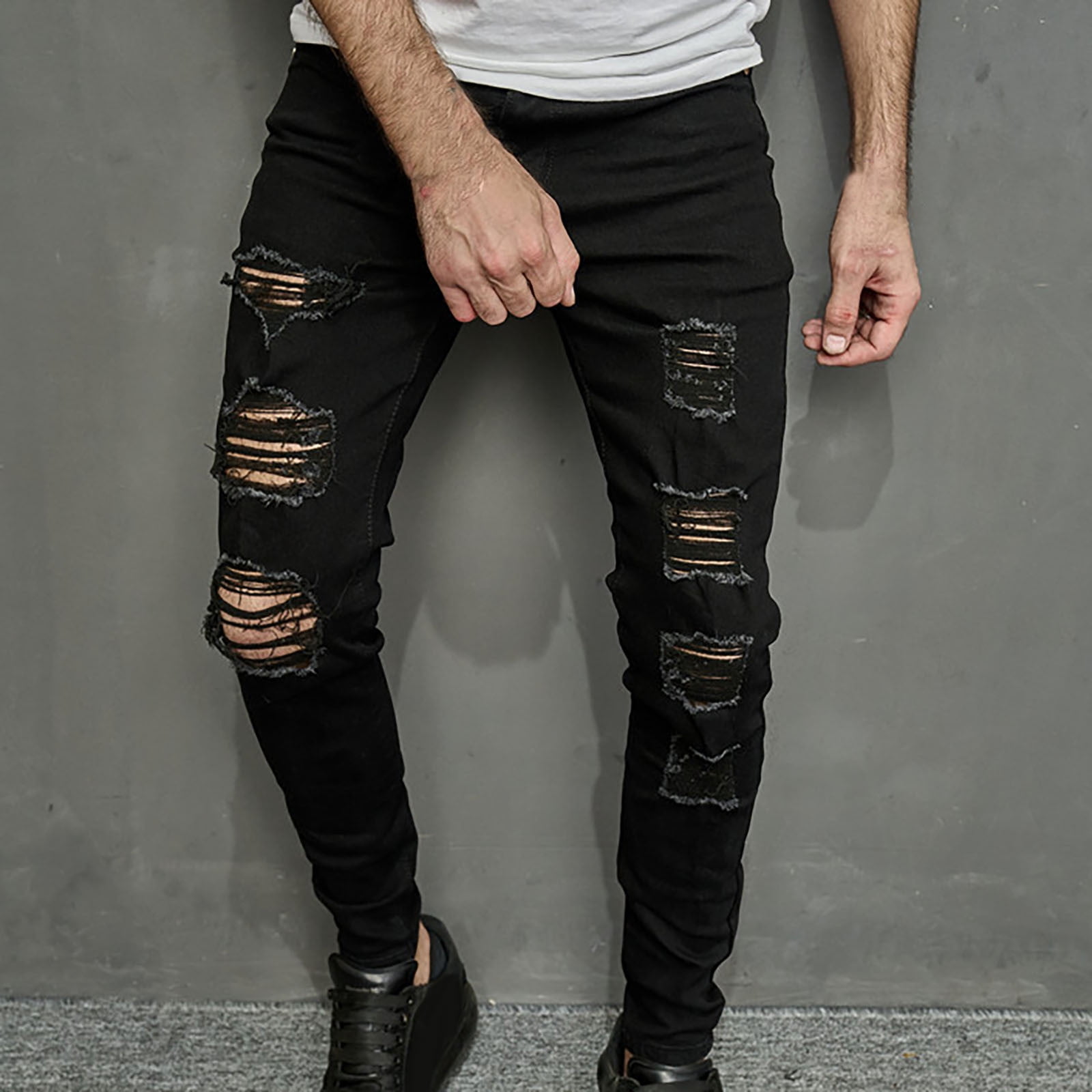Ripped Jeans For Men, Men's Slim Ripped Jeans Casual Fashion Zipper ...