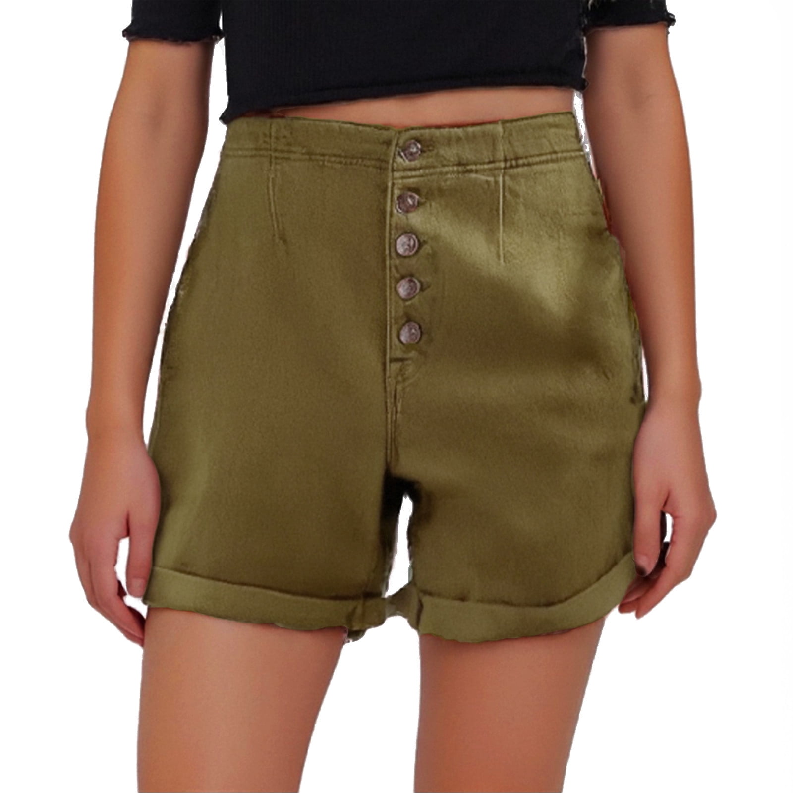 Ripped Jeans Shorts for Women Trendy Summer 2025 Folded Hem Jean Button ...