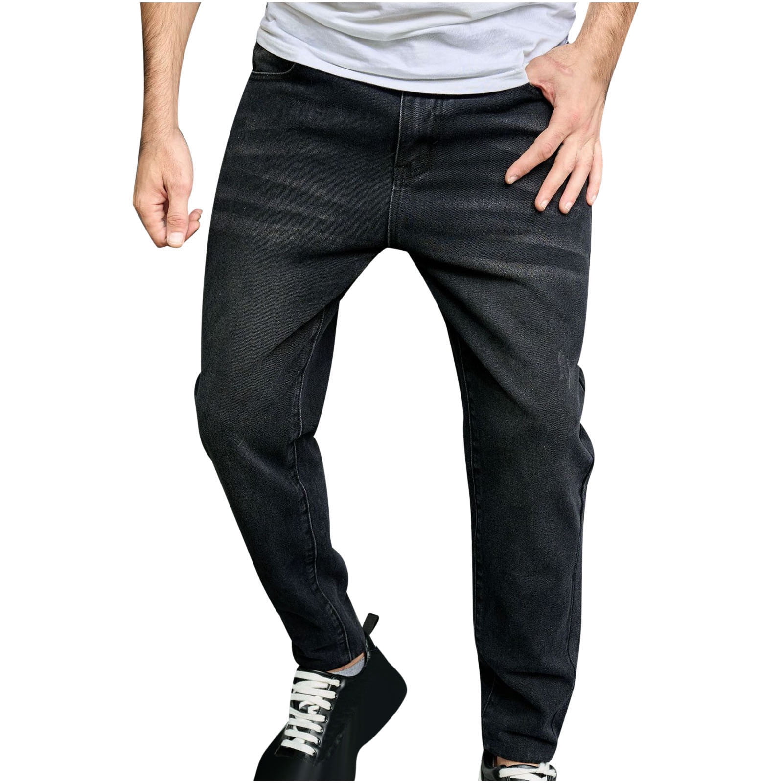Ripped Jeans for Men Slim Denim Regular Fit Tapered Leg Distressed ...