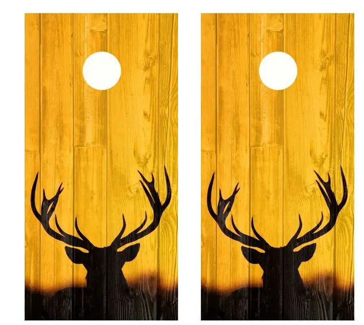 Ripper Graphics Big Rack Buck Silhouette Barnwood Cornhole Wood Board ...
