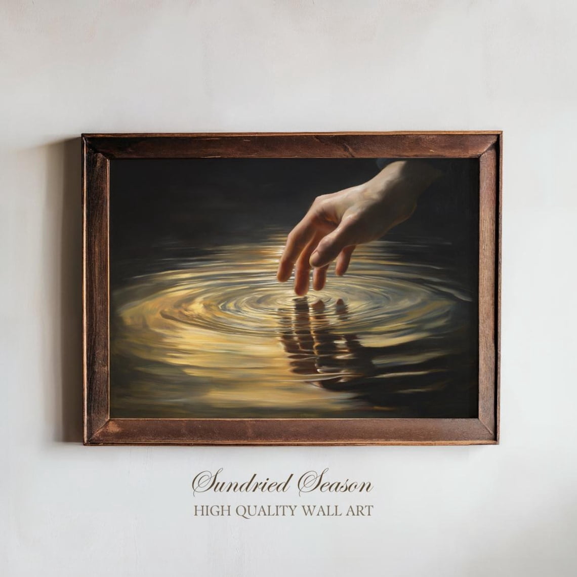 Ripple Effect Hand Touching Water Spiritual Golden Reflection ...