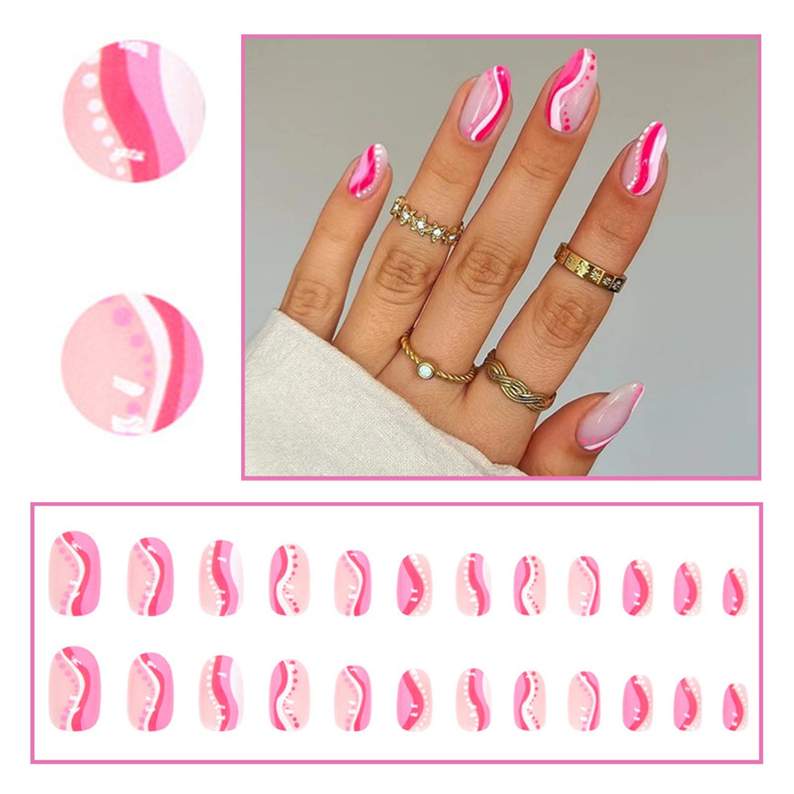 Ripple Full Coverage Nails Ladies And Girls 24 Pieces With 1ml Clear ...