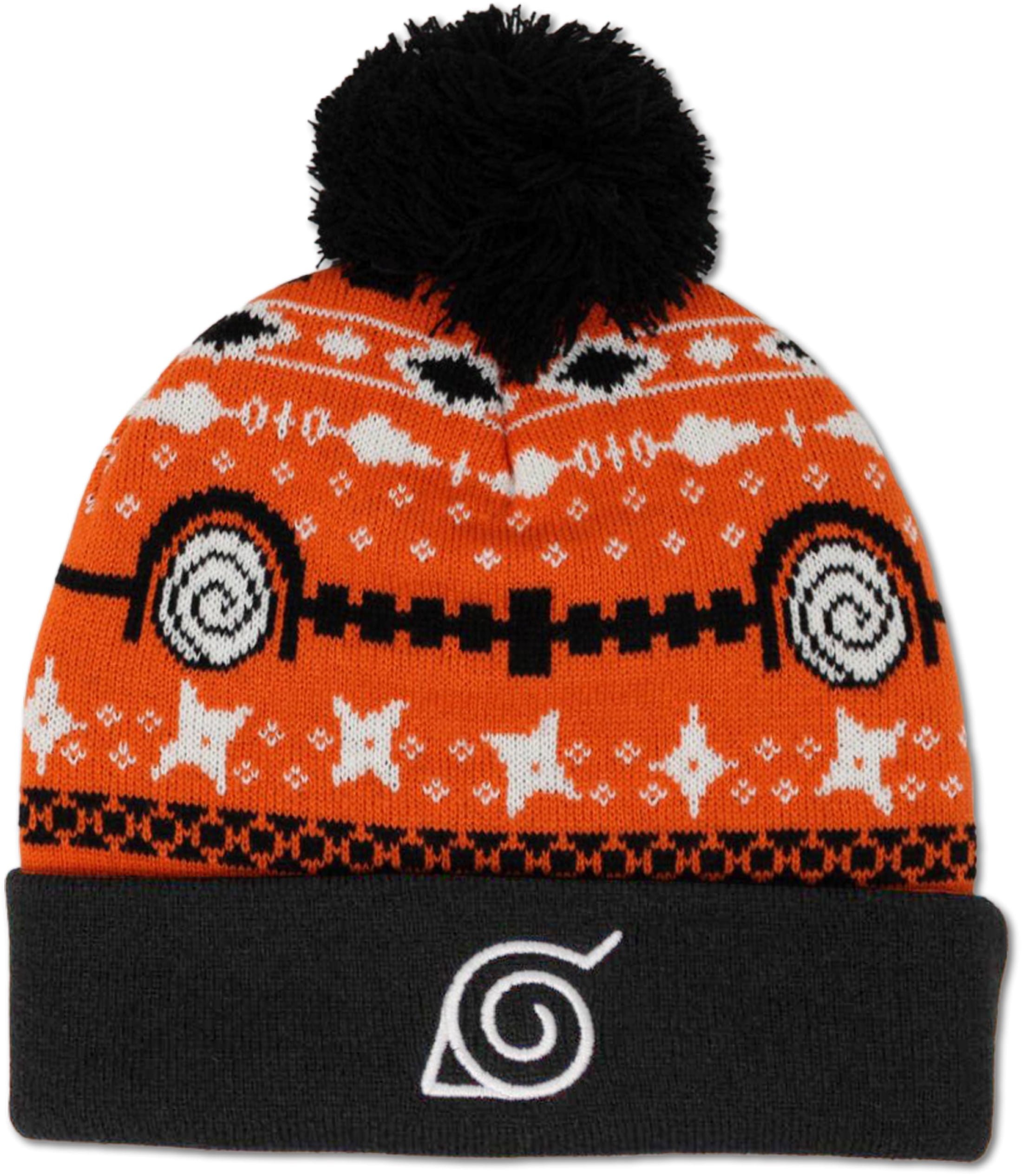 Naruto Shippuden Adult Cuffed Pom Beanie Konohagakure Symbol Anime ...