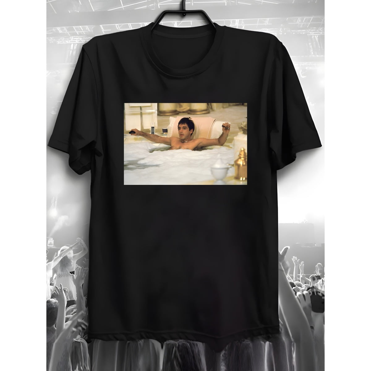Ripple Junction Scarface Tony in Bubble Bath Movie Adult T-Shirt Officially LicensedRegular-Fit ...