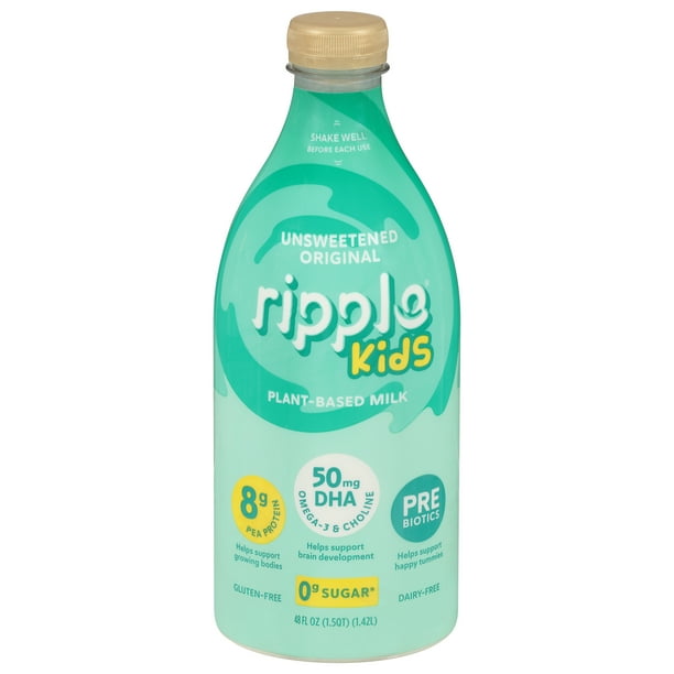 Ripple Kids Original Unsweetened Plant-Based Milk, 48 fl oz Bottle ...