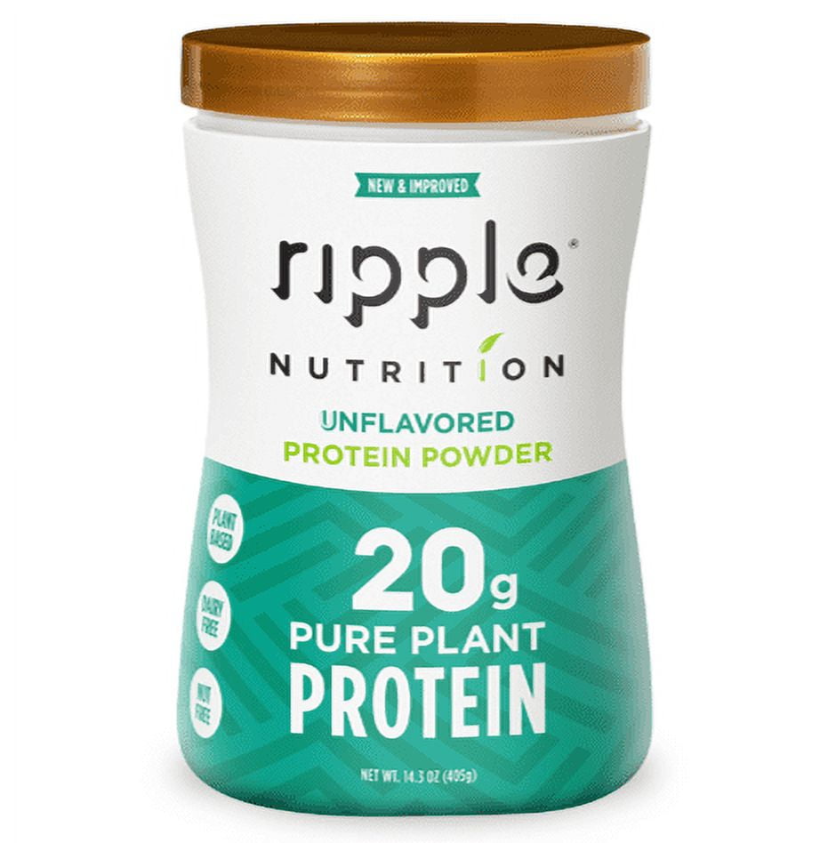 Ripple Plant-Based Protein Powder, Unflavored, 20g Protein, 14.3oz ...
