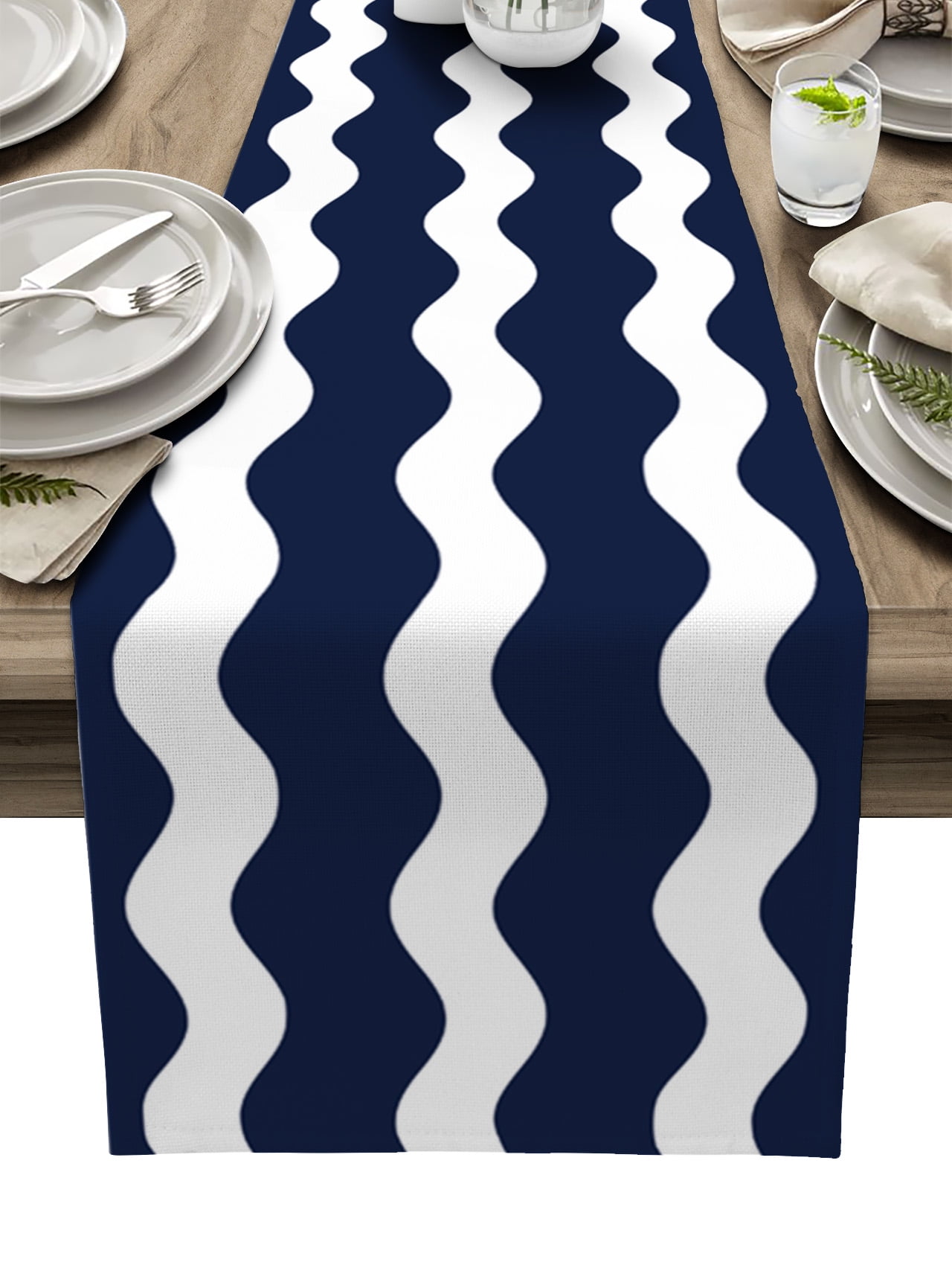 Ripple Table Waves Runneration Home DinneNavy ration Blue Table Table ...