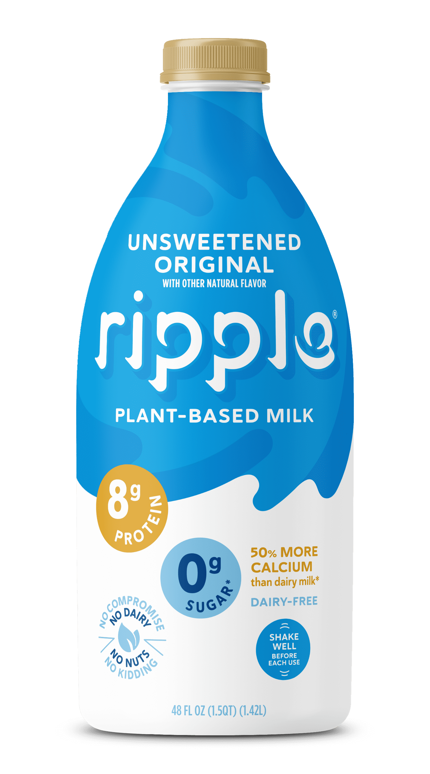 Ripple Unsweetened Original Nutritious Plant-Based Milk, 48 fl oz ...