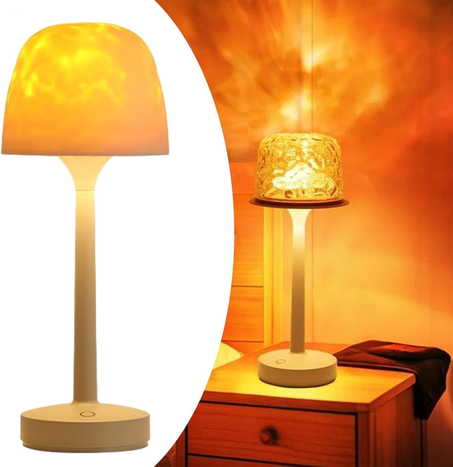 Rippleglow Dual-Mode Ambient Lamp, RGB Ocean Wave Projector Table Lamp ...