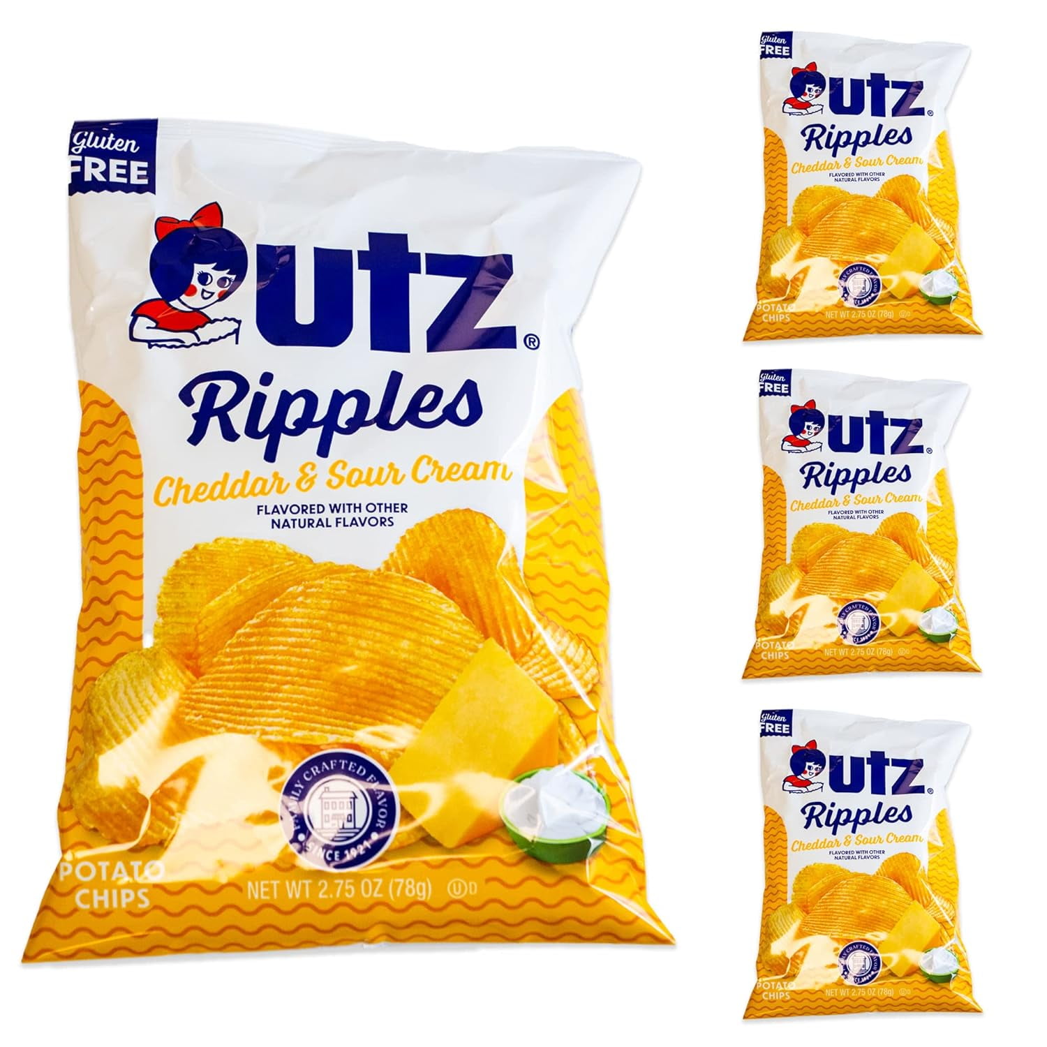 Ripples Cheddar and Sour Cream Potato Chips - Cheesy Sour Cream Natural ...