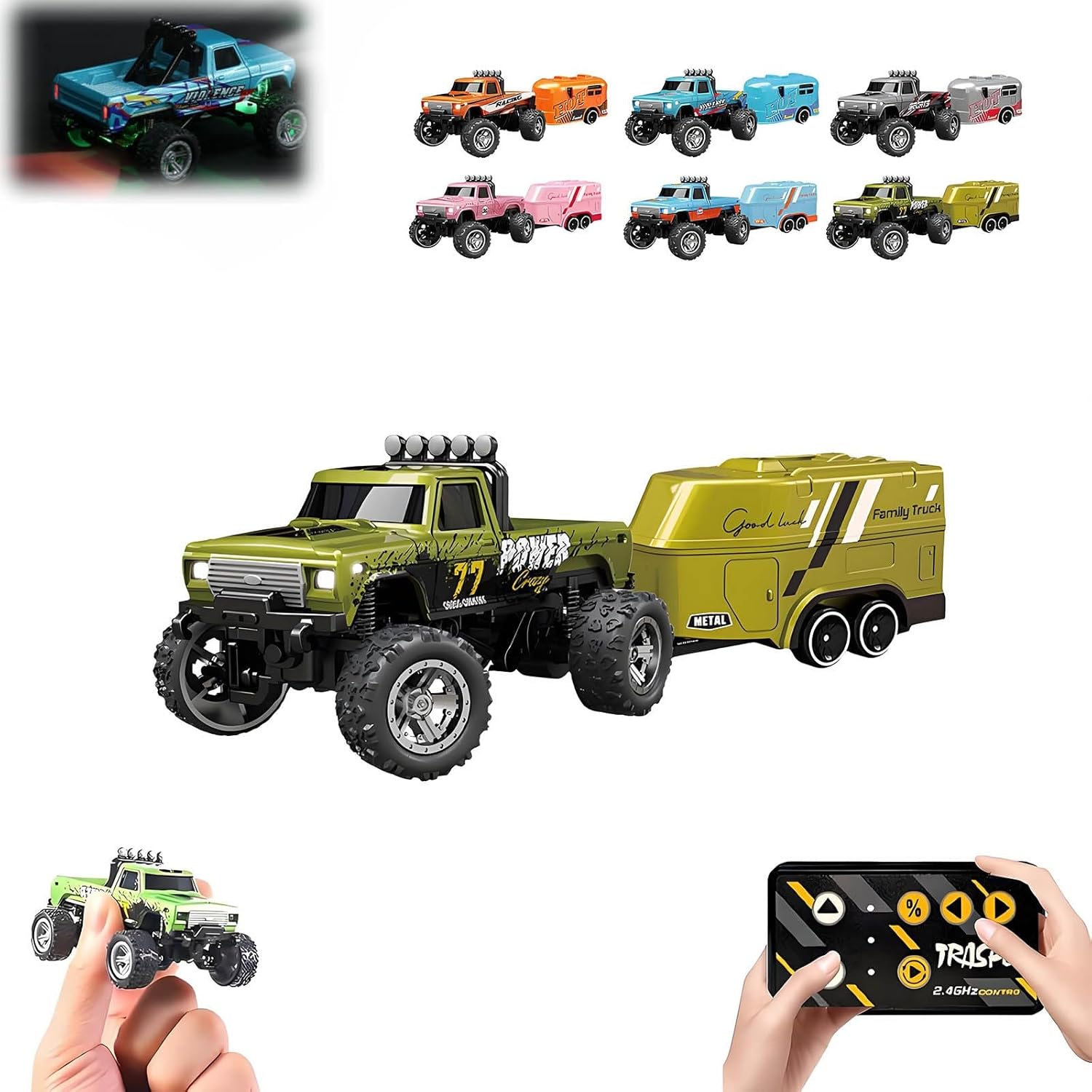 Riprush Mini Monster 1/64, 2026New Off-Road LED Alloy Racer, with LED ...