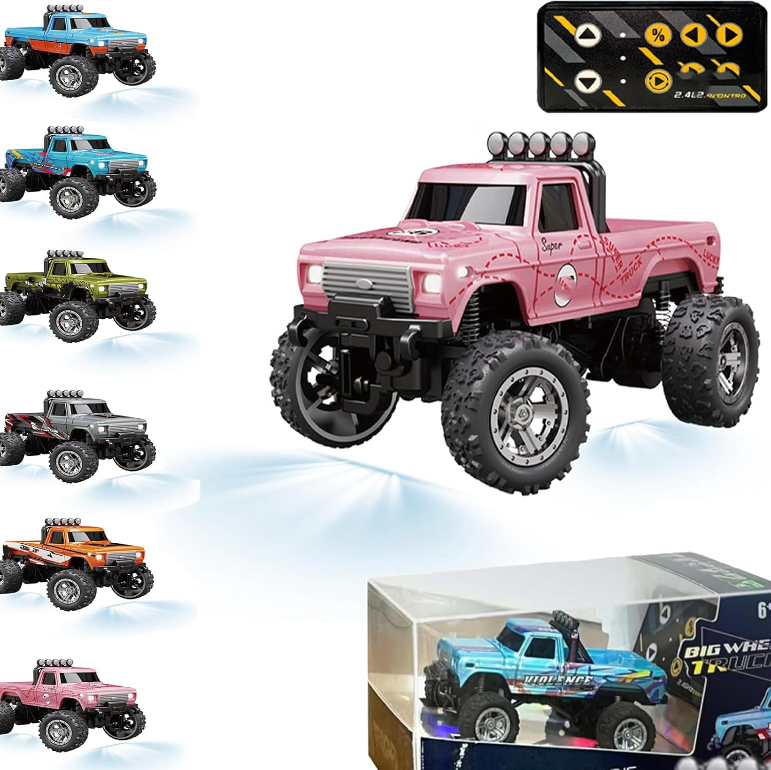Riprush Mini Monster 1/64 - Off-Road LED Alloy Racer, 3-Speed Modes ...
