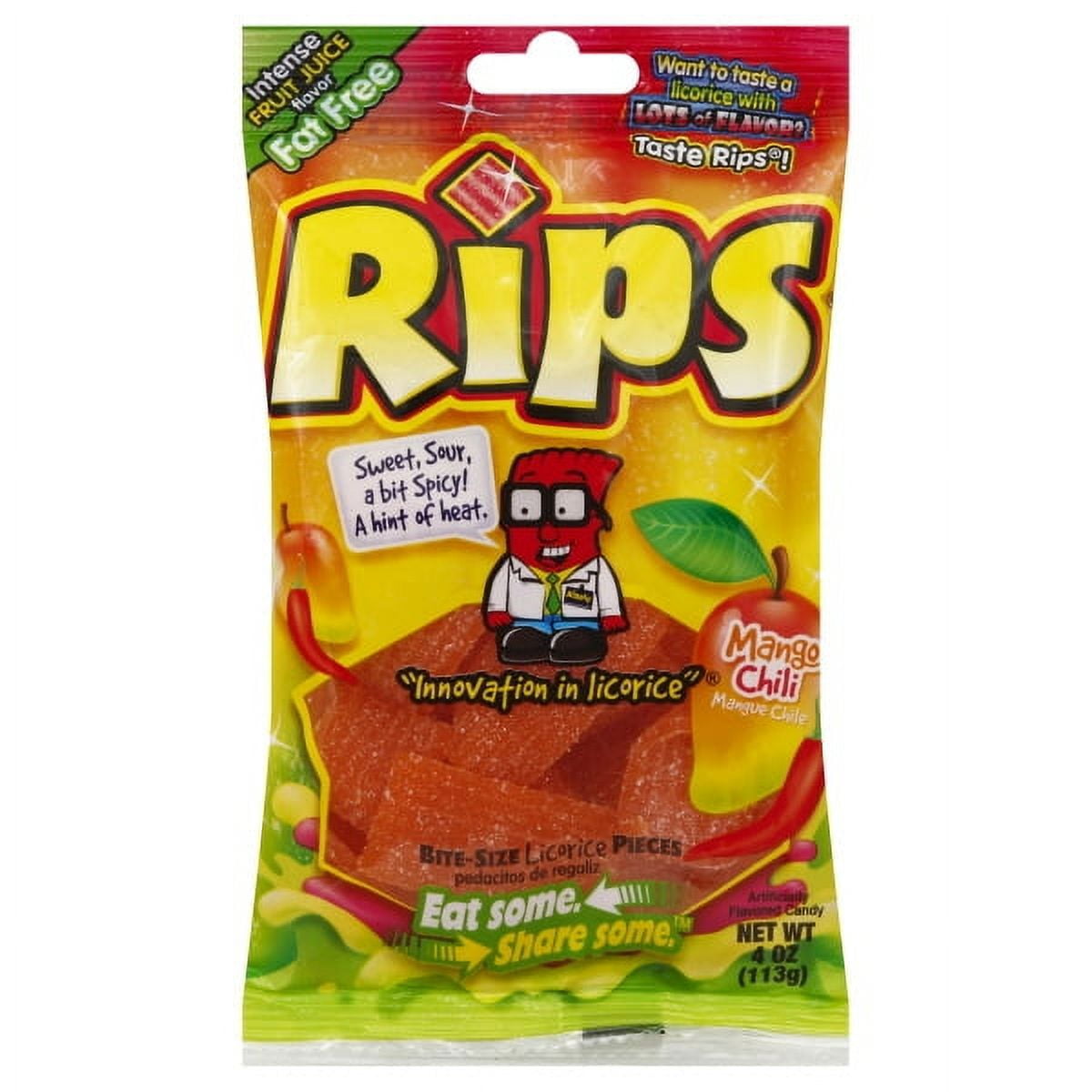 Rips Bite Size Mango Chili Licorice Chewy Candy, 4 oz - Walmart.com