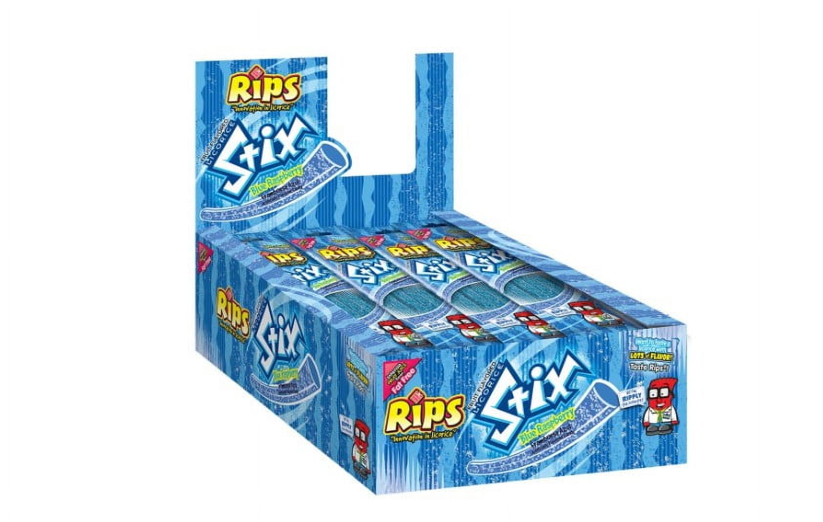 Rips Stix Blue Raspberry Candy, 24 Packages per Box (1.76 oz Packages ...