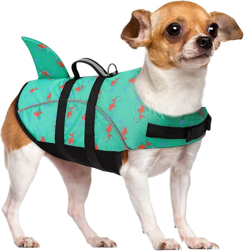Ripstop Dog Life Jacket Shark Life Vest for Dogs, Safety Lifesaver with ...