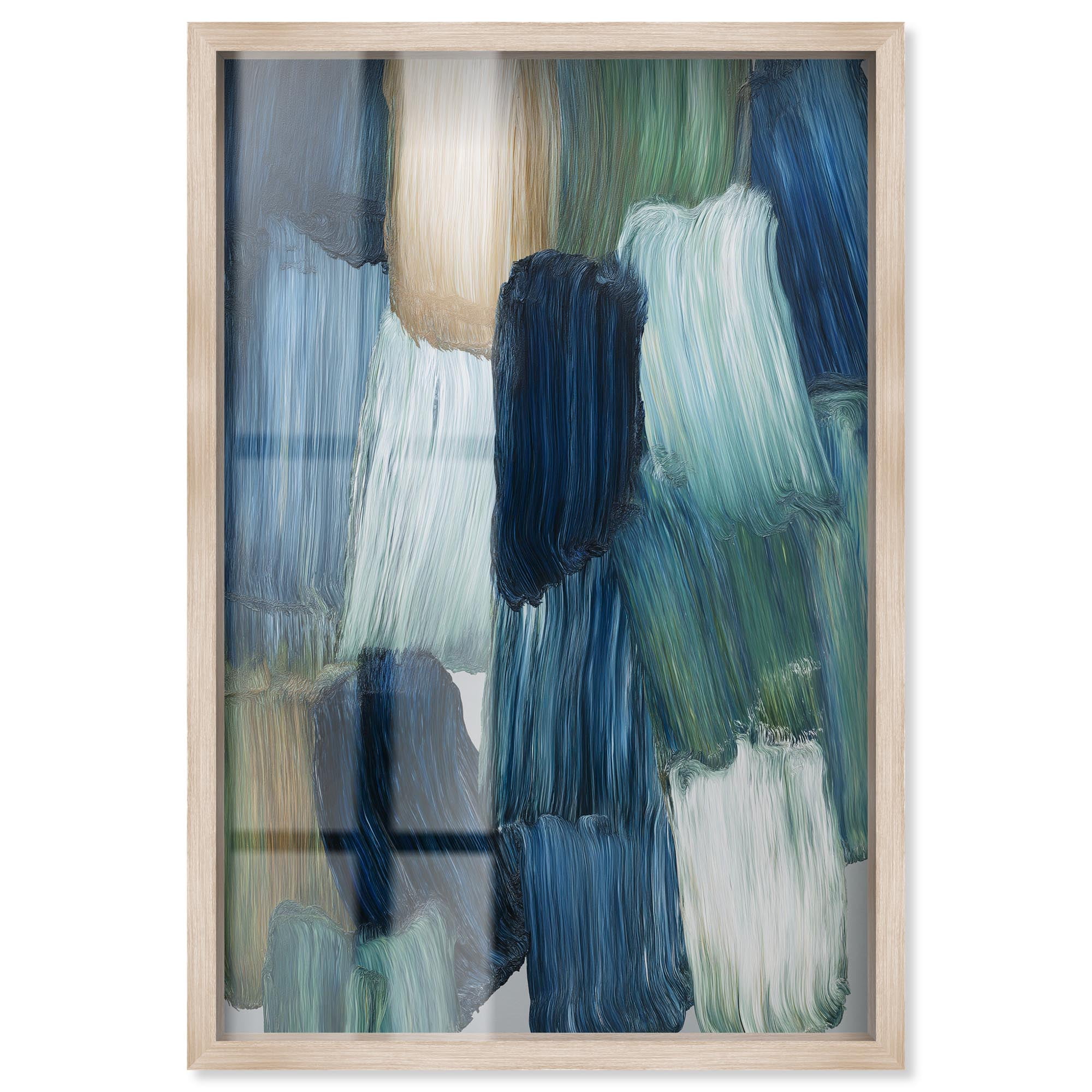 Riptide I Shadowbox Print Blue Wall Art by Art Remedy, Blonde Frame, 20 ...