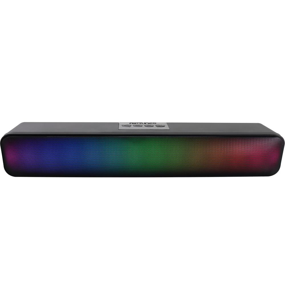Riptunes Portable Bluetooth Sound Bar with 6 Changing LED Lights, Built ...