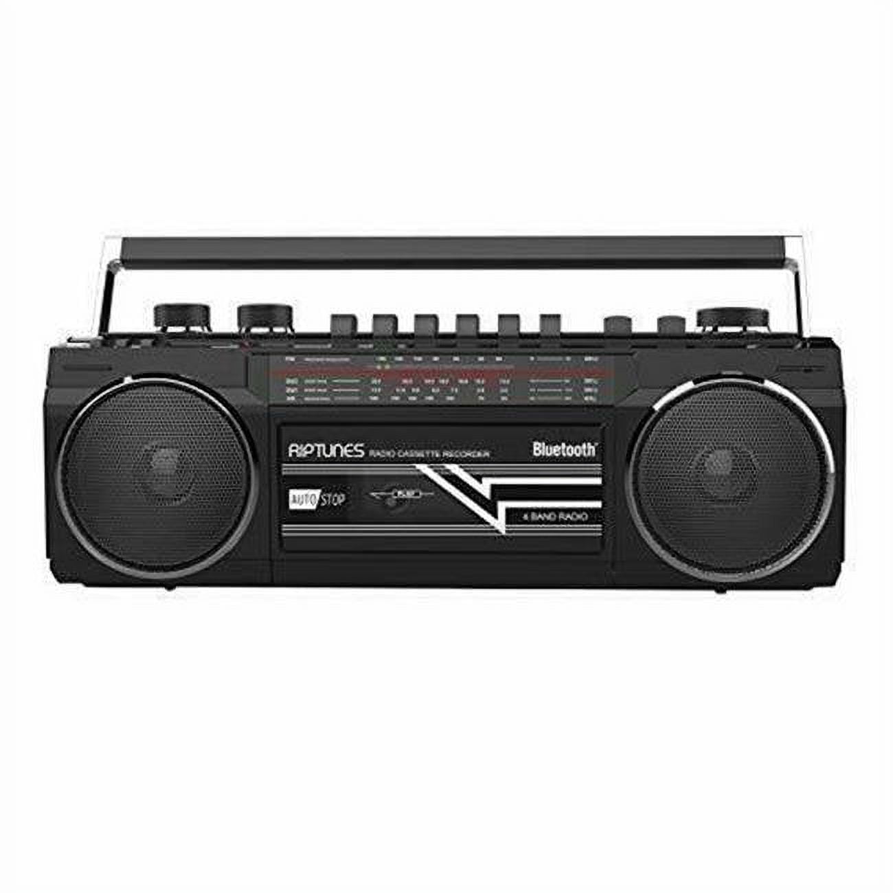 Riptunes Retro Bluetooth Boombox, AM/FM Cassette Player & Recorder, 4 ...