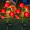 Waterproof Outdoor Solar LED Rose Garden Lights, 5 Rose Flowers for ...