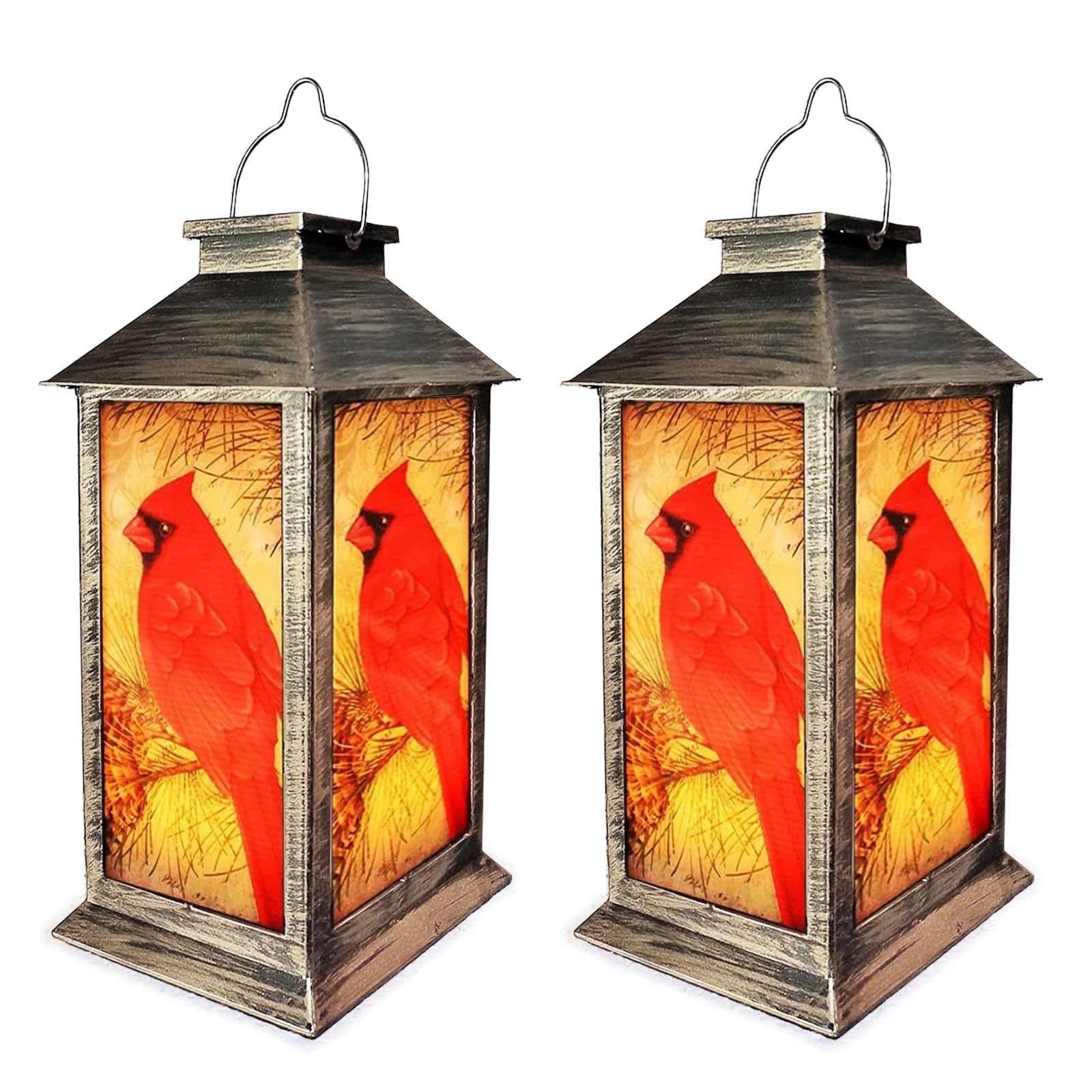 Rirool Solar Cardinal Lantern Lights, 2-Pack Hanging LED Decor ...