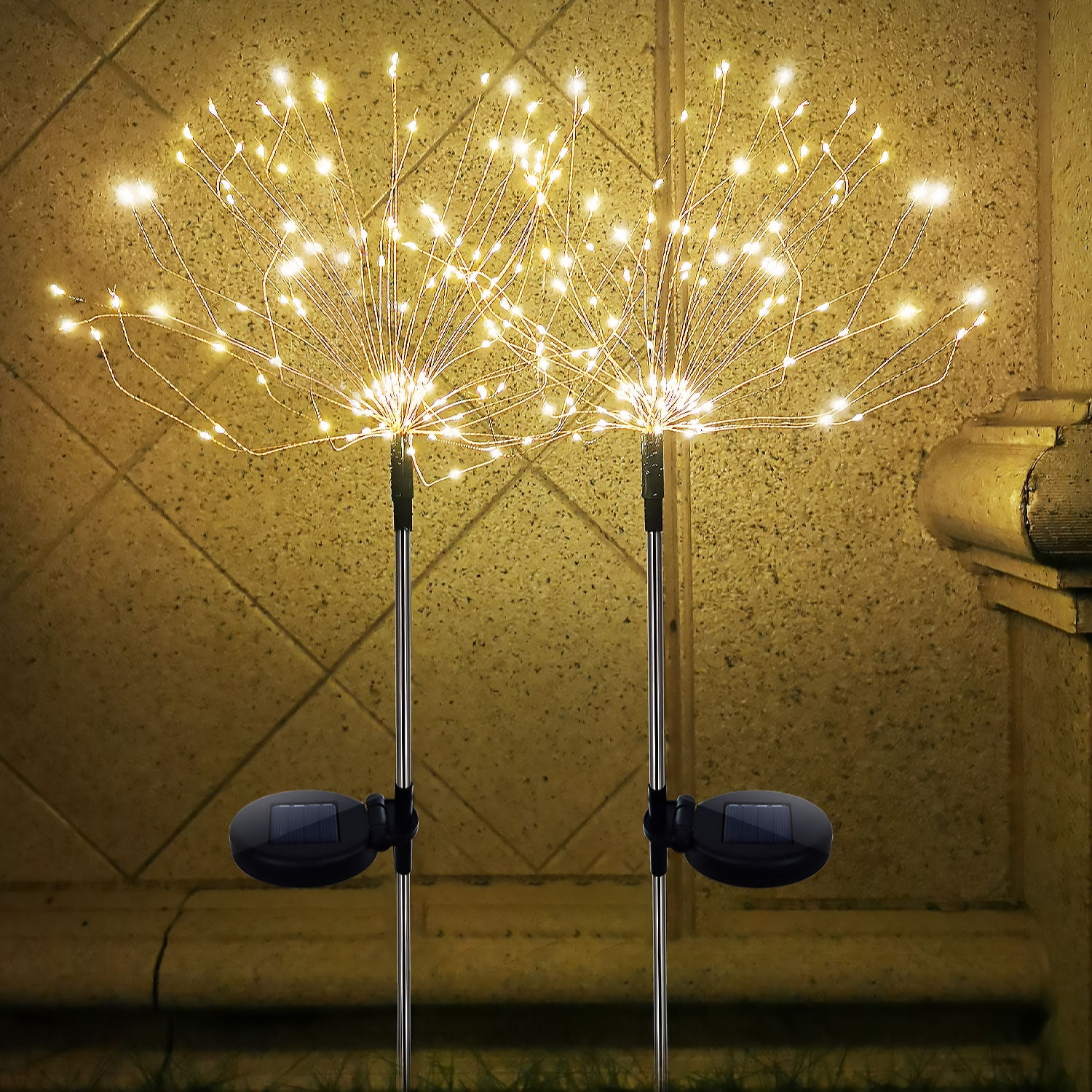 Rirool 2 Pcs Solar Firework LED Lights, Outdoor 120 LED Solar Fairy ...