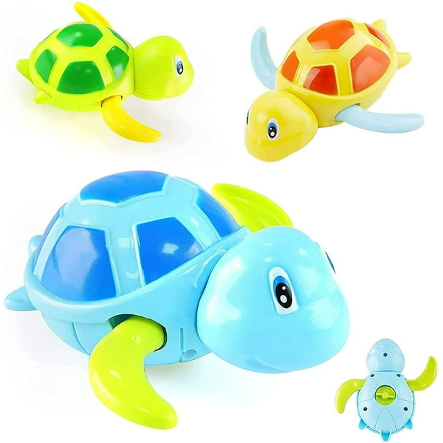 Rirool Windup Tub Swimming Toy - 3-Pack Floating Turtles for Babies 1-5 ...