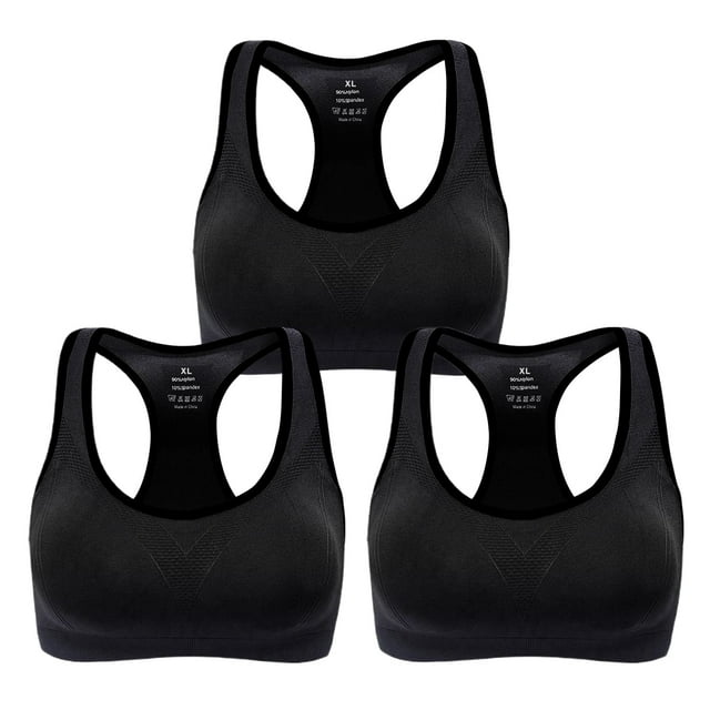 Rirool Women's High-Impact Sports Bras with Compression Pads, 3-Pack ...