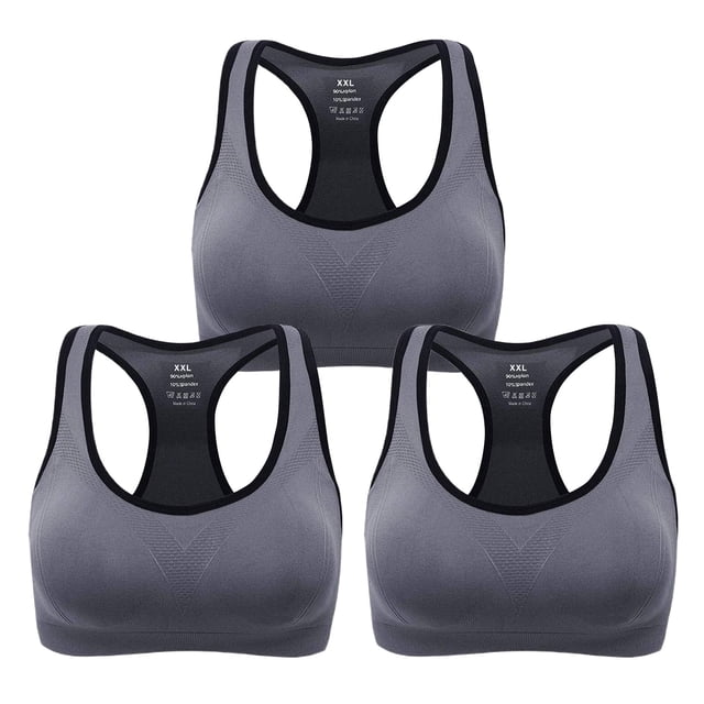 Rirool 3-Pack Women's Racerback Sports Bras, High-Impact Workout Yoga ...