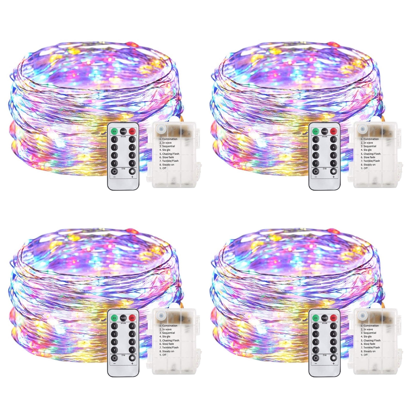 Rirool 33ft LED Fairy String Lights, Battery Operated, Multi-Color, 4 ...