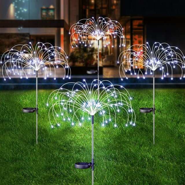 Rirool 4 Pcs Solar Firework LED Lights, 120 LED Solar Powered ...