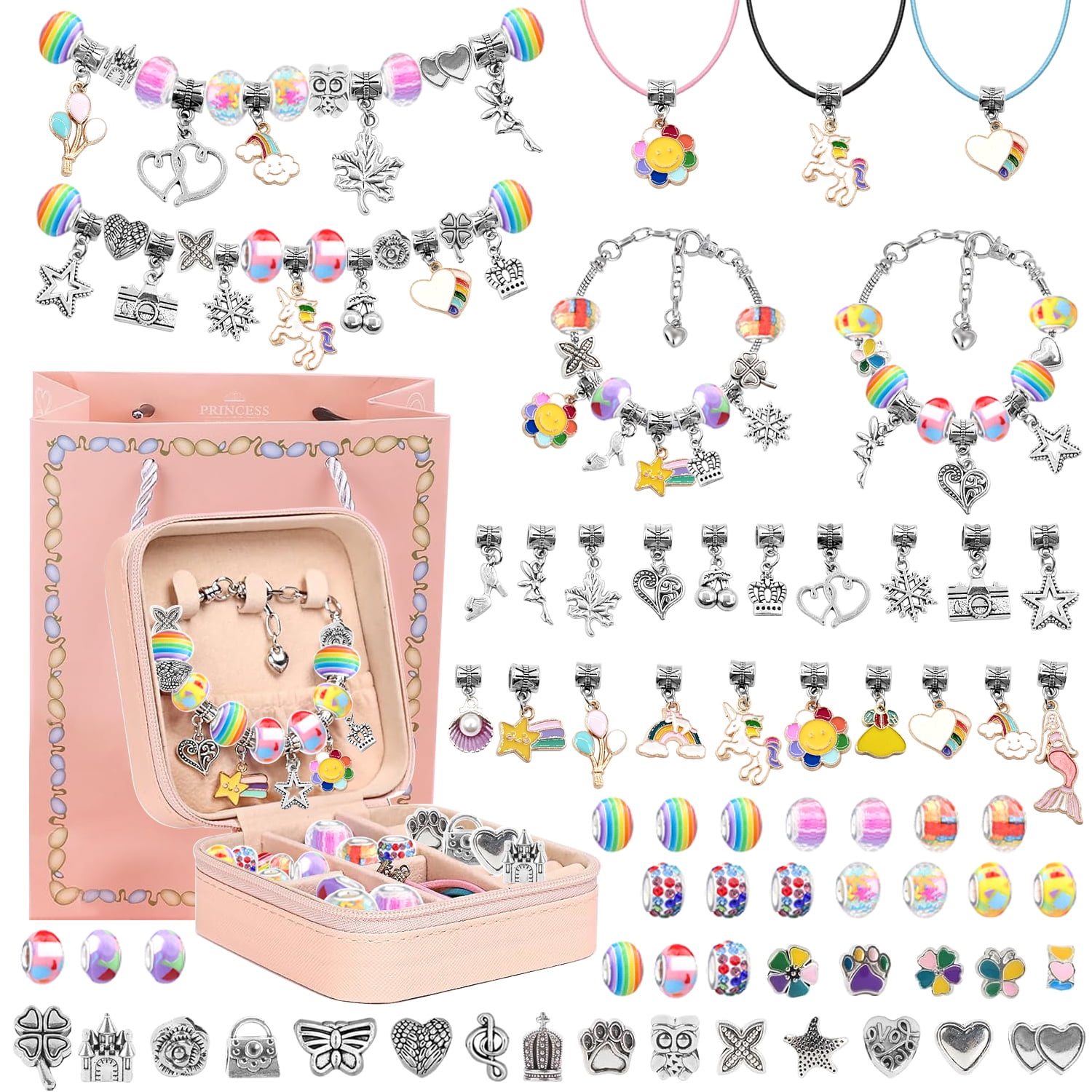 Rirool Charm Bracelet Making Kit for Girls 8-12, 68 Pcs DIY Jewelry ...