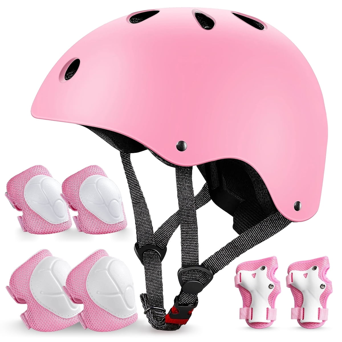 Rirool Kids Bike Helmet and Protective Gear Set, Ages 3-10, Pink ...