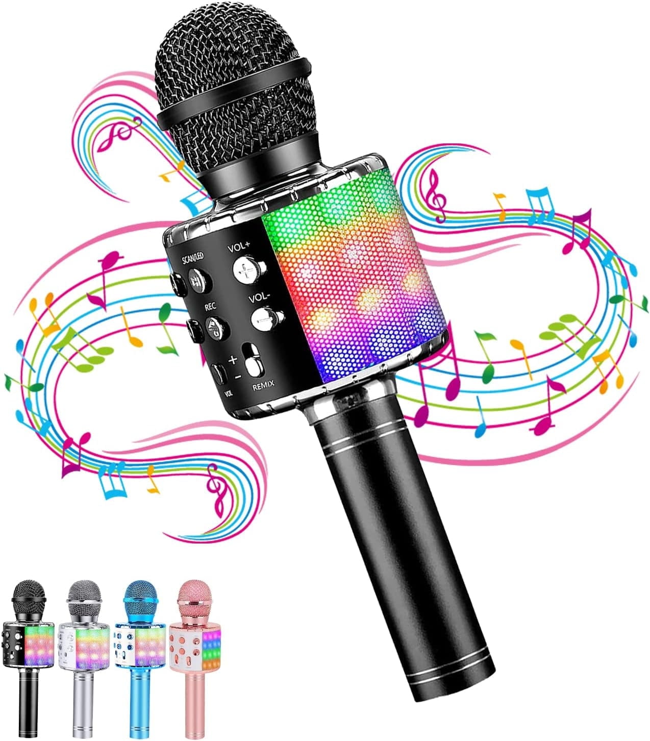 Rirool Wireless Bluetooth Karaoke Microphones for Kids, Portable with ...