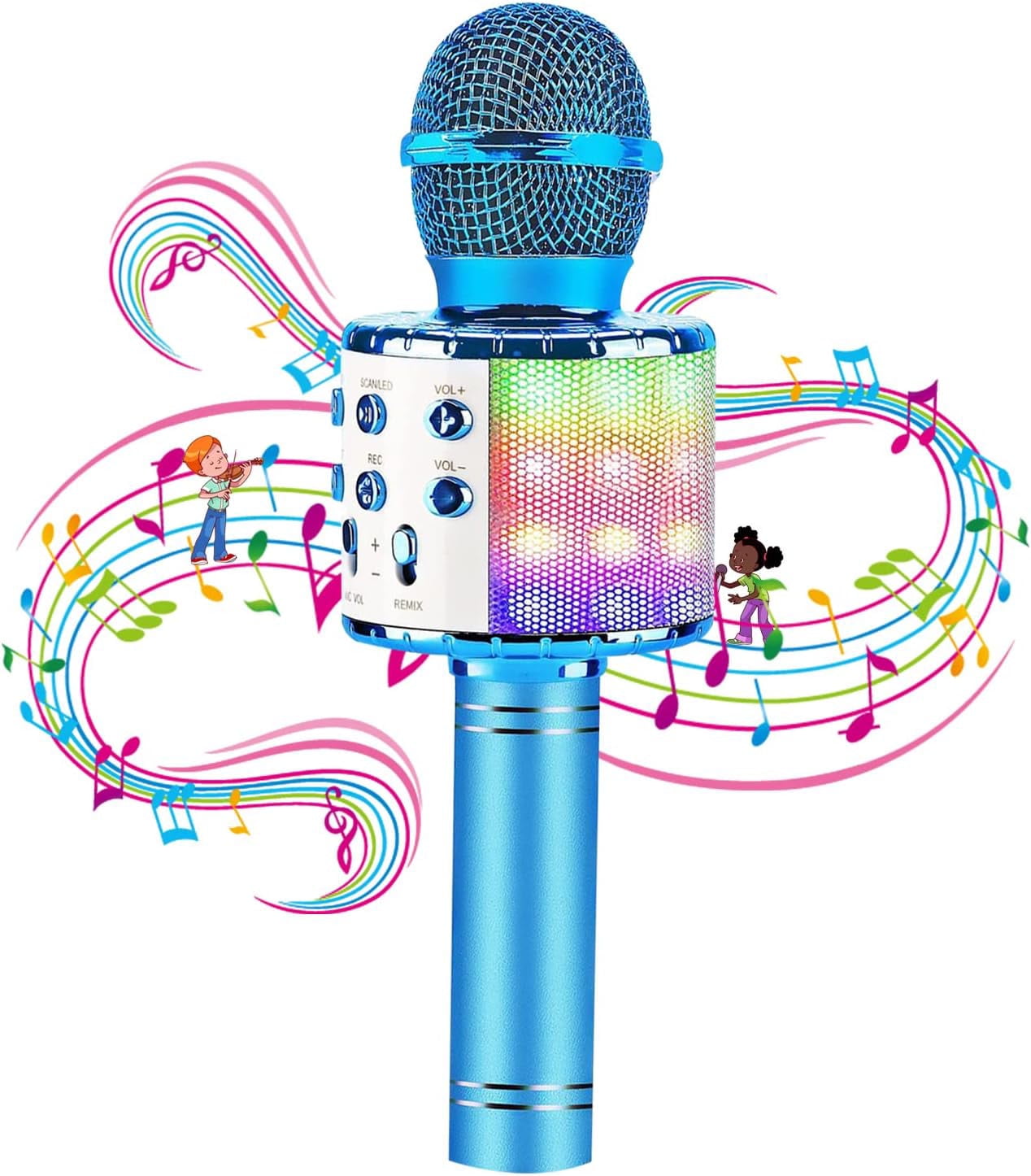 Rirool Kids Wireless Bluetooth Portable Karaoke Microphones with LED ...