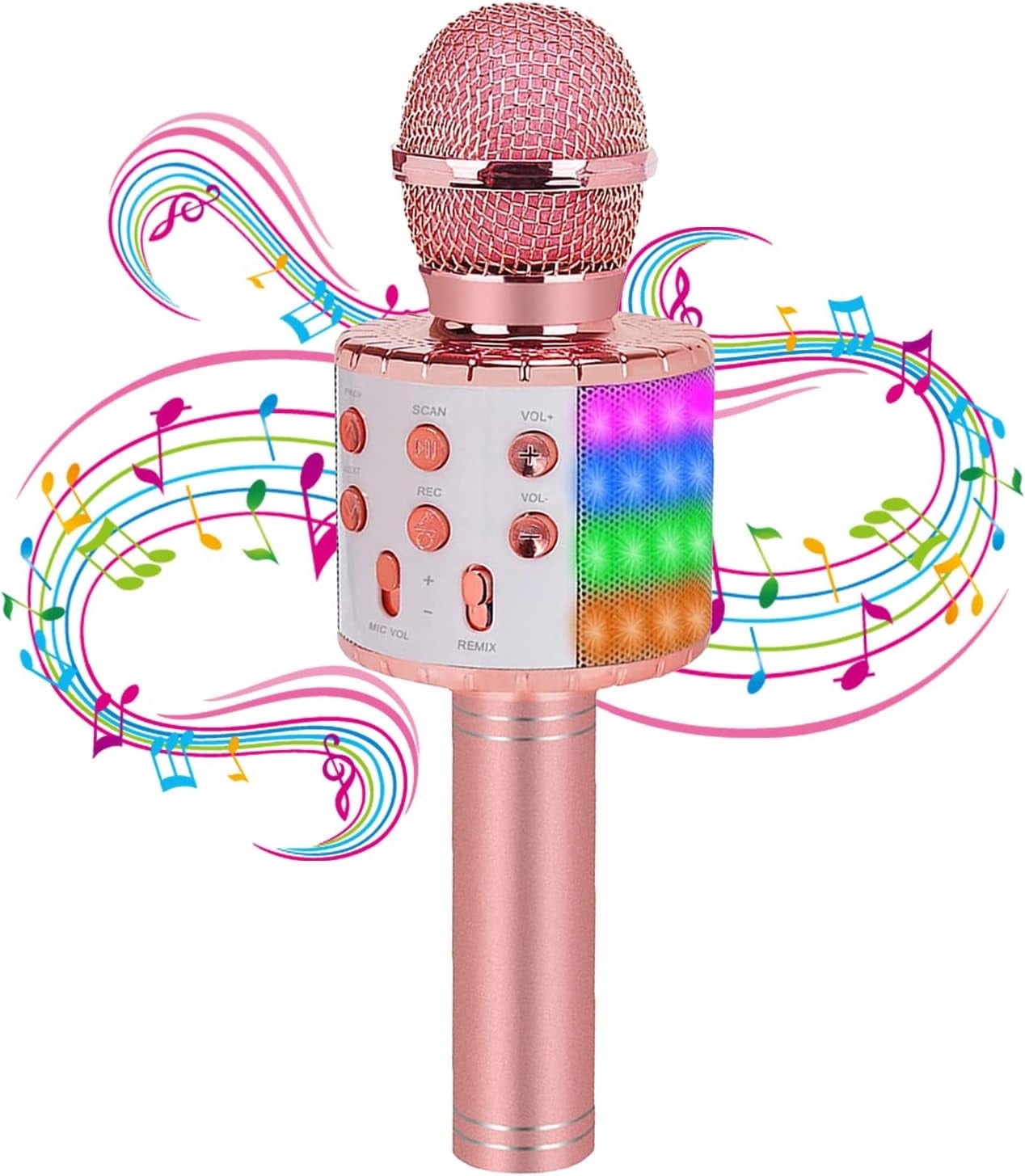 Rirool Kids Mini Bluetooth Karaoke Microphones with LED, Portable for ...