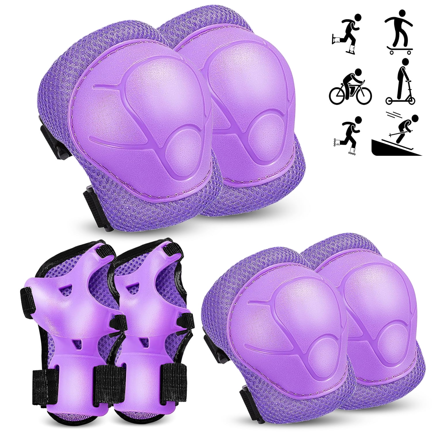 Rirool Kids Protective Gear Set, Knee Pads, Elbow Pads, Wrist Guards ...