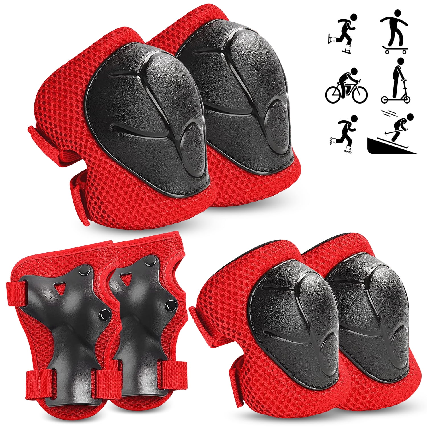 Rirool Kids Protective Gear Set, Knee Pads, Elbow Pads, Wrist Guards ...