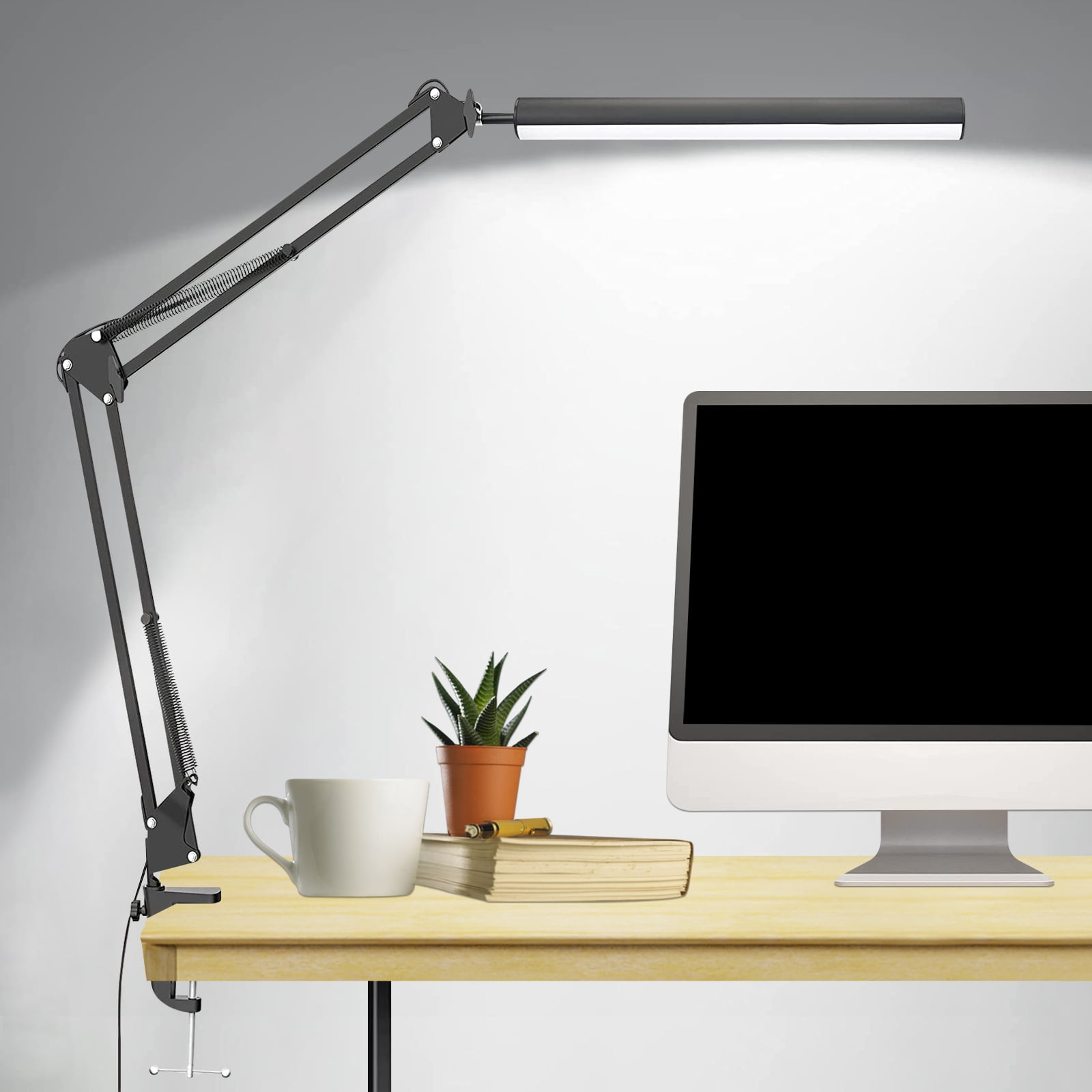 Rirool LED Desk Lamp, Swing Arm Task Lighting, 12W Dimmable Desk Light ...