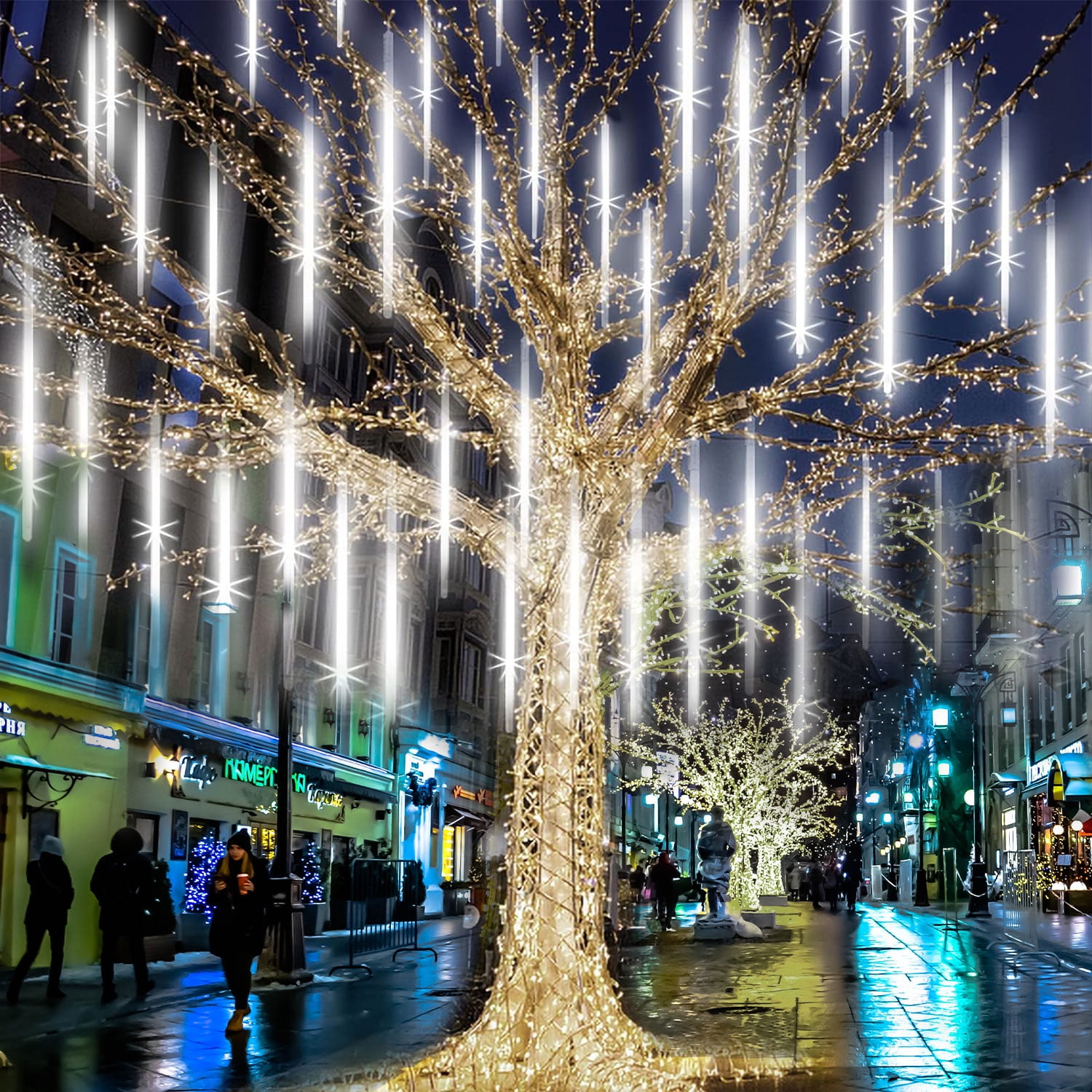 Rirool LED Icicle Lights, 50cm 10 Tubes 540 LED Cascading Raindrop ...