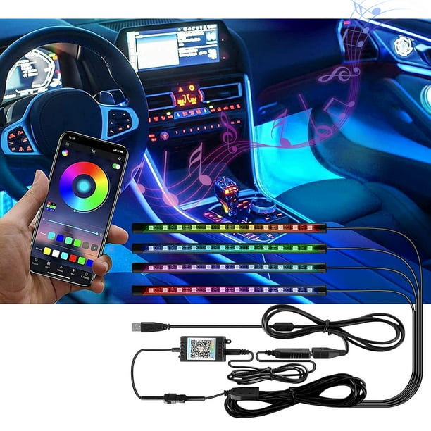 Rirool Multi-Color Strip Lights with App Control, Smart Interior 48 LED ...