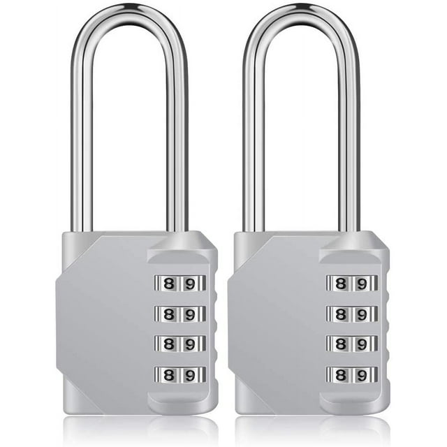 Rirool 2-Pack Long Shackle Padlocks - Weather Resistant, 4-Digit ...