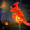 Rirool Red Bird Solar Light, Outdoor Wind Bell with 5 Aluminum Tubes ...