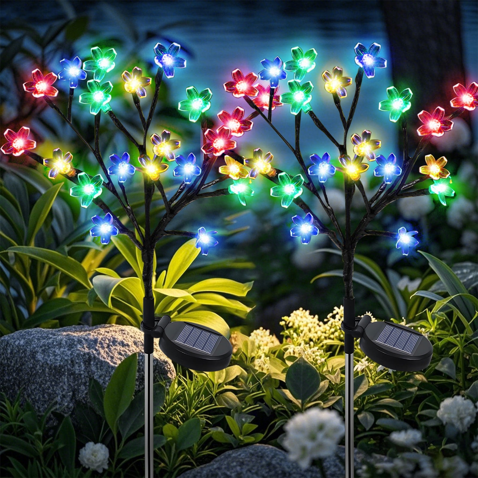 Rirool Solar Flower Lights, 20 Cherry Blossom LED Outdoor Waterproof ...